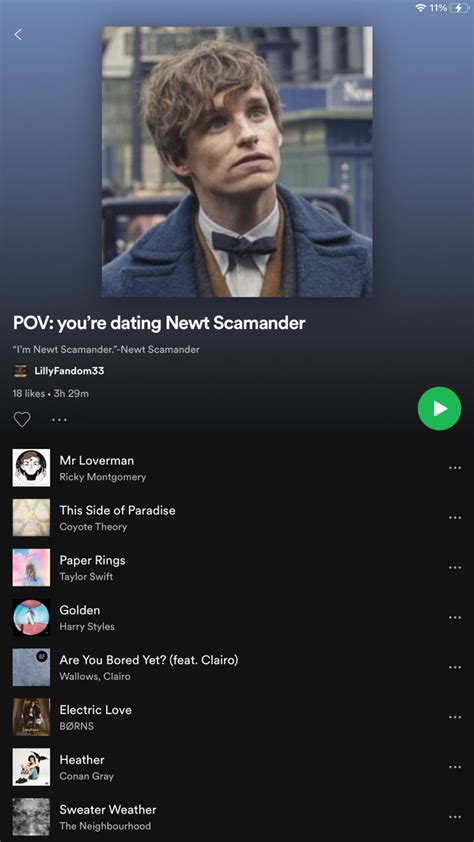Pov Youre Dating Newt Scamander Therapy Playlist Song Playlist Mood Songs