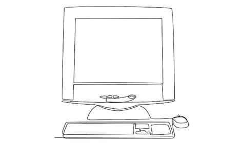 Premium Vector Continuous Line Of Retro Old Classic Personal Computer Processor Unit