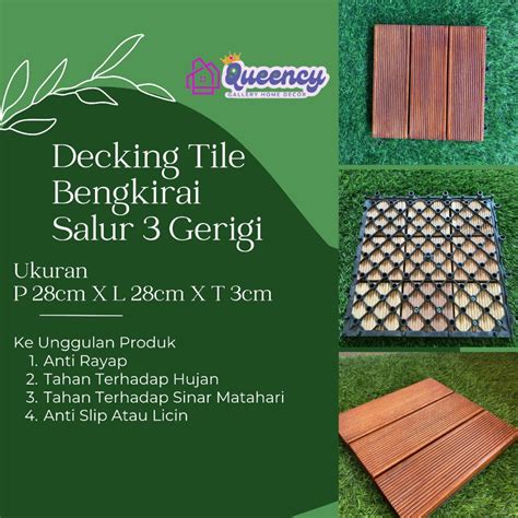 Jual Lantai Kayu Decking Tile Bengkirai Bongkar Pasang Decking