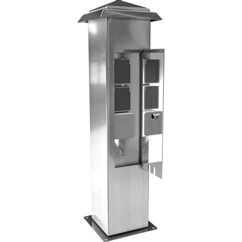 Стойка уличная МЭК ЭЛЕКТРИКА с розетками из нержавеющей стали с дверцей ...