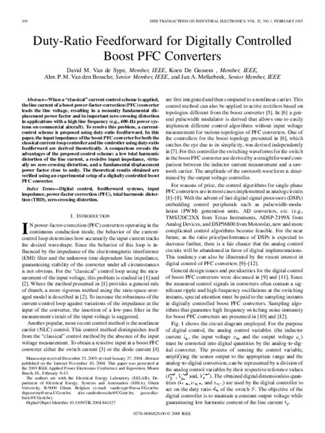 Pdf Duty Ratio Feedforward For Digitally Controlled Boost Pfc Converters