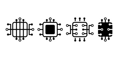 Premium Vector Set Of Microchip Vector Icons Chip Or Cpu Icon Computer Processor Black