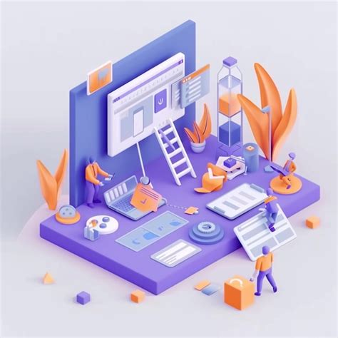 Ui And Ux Designer Isometric Composition Premium Ai Generated Image