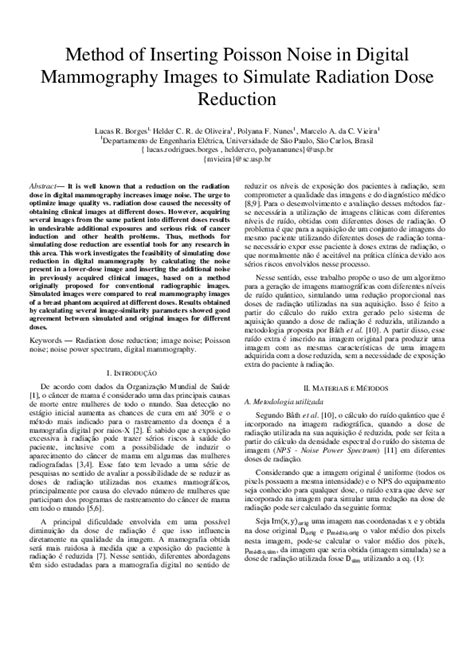 Method Of Inserting Poisson Noise In Digital Mammography Images To Simulate Radiation Dose Reduction