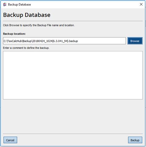 How Do I Back Up The Database Knowledge Base Taxcalc