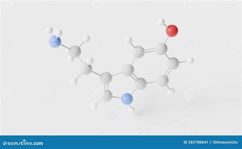 Serotonin Molecule 3d Molecular Structure Ball And Stick Model