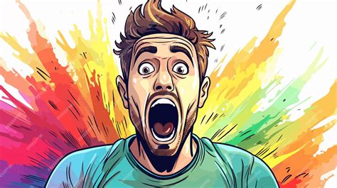 Colorful Gradient Line Cartoon Man Drawing Premium Ai Generated Vector