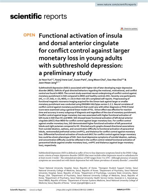 Pdf Functional Activation Of Insula And Dorsal Anterior Cingulate For Conflict Control Against