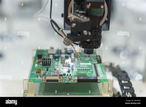 Automated Printed Circuit Board Pcb Assembly Machine In Action