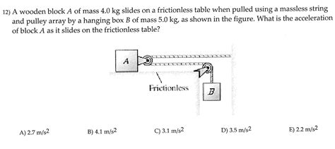 solved 12 a wooden block a of mass 4 0 kg slides on a
