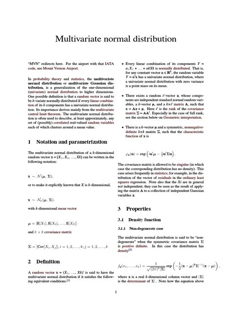 Multivariate Normal Distribution Pdf Normal Distribution Statistics