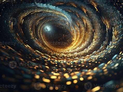 Colorful Swirling Radial Vortex Background Golden Particles And
