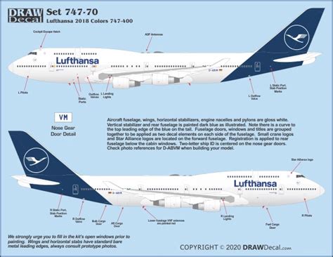 Boeing 747 400 Lufthansa 2018 Scheme Draw Decal 44 747 70