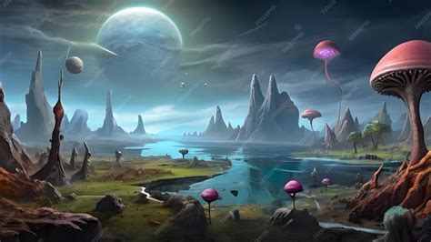 Premium Photo Create An Alien Planets Ecosystem Featuring Bizarre