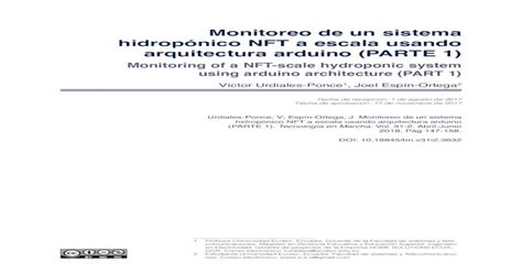 Monitoreo De Un Sistema Hidropónico Nft A Escala Usando Arquitectura