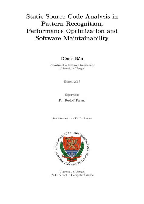 Pdf Staticsourcecodeanalysisin Patternrecognition Doktoribiblu Szegedhu40952booklet