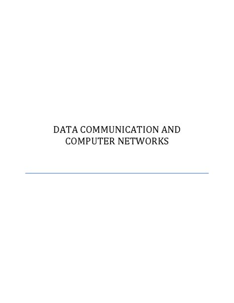 Networking Notes Data Communication And Networking Data