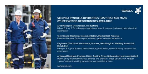 Sasol On Linkedin Sasol Secunda Synfuels Operations Has Many Exciting Opportunities… 22 Comments