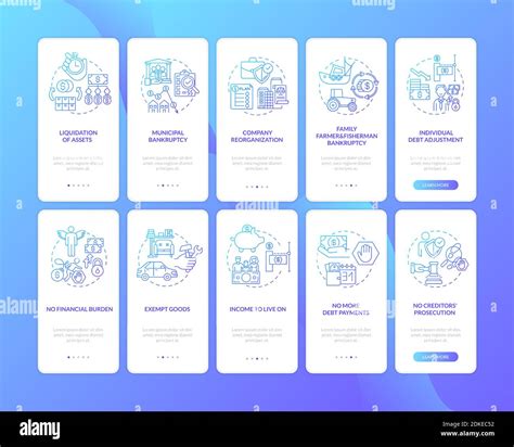 Bankruptcy Dark Blue Onboarding Mobile App Page Screen With Concepts Stock Vector Image And Art