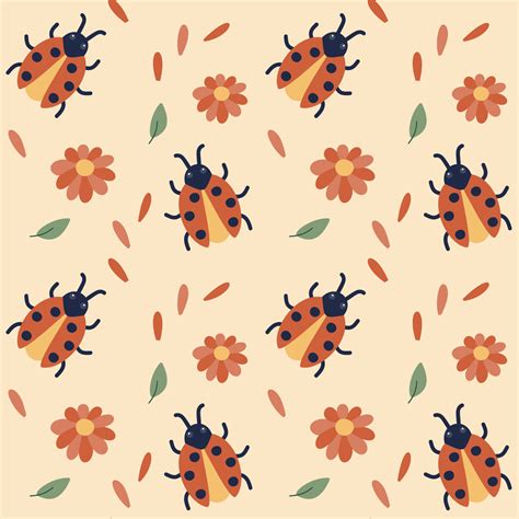 Seamless Pattern With Ladybugs Vector Art At Vecteezy