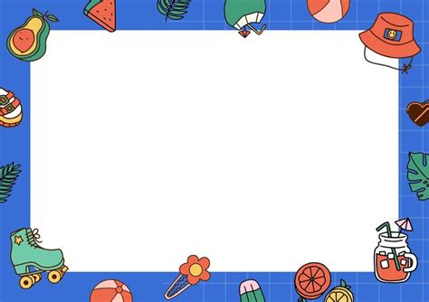 สีน้ำเงิน สีส้ม สีเขียว น่ารัก สดใส กรอบใบงาน ขอบกระดาษ เอกสารขนาด A4 แนวนอน Template On Canva