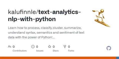 Github Kalufinnletext Analytics Nlp With Python Learn How To
