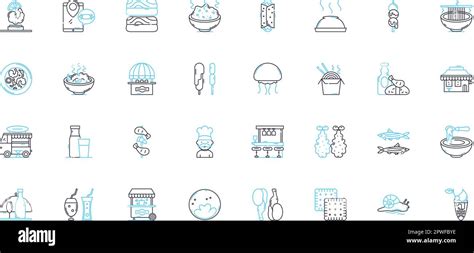 Smorgasbord Linear Icons Set Feast Variety Selection Buffet Spread Assortment Plenitude