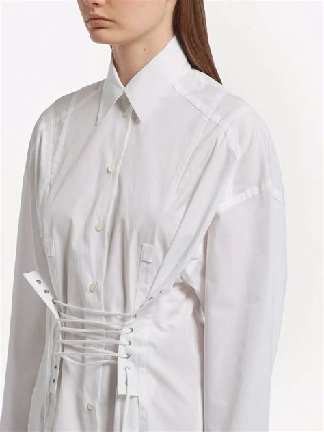 Prada Lace Up Shirt Dress White Farfetch
