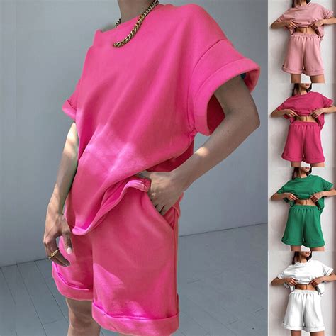 사무실 레이디 여름 반팔 셔츠 두 조각 의상 캐주얼 느슨한 와이드 레그 바지 바지 세트 패션 솔리드 여성 정장 2022 Aliexpress