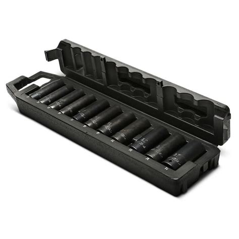 Husky 1 2 In Drive Metric 6 Point Deep Impact Socket Set With Storage Case 11 Piece