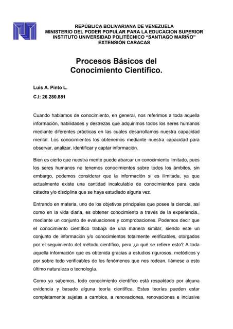 Procesos BÁsicos Del Conocimiento CientÍficopdf
