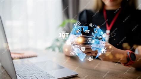 Premium Photo Iot Virtual Screen Interface Internet Of Things Or Iot Technology Concept With