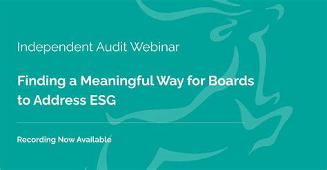 Webinar Addressing Esg Independent Audit