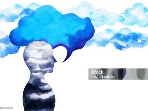 인간의 말하기와 듣기 권력의 배후 마음 수채화 그림 손으로 그린 안에 함께 수채화에 대한 스톡 벡터 아트 및 기타 이미지 수채화 들이마심 사람 뇌 Istock