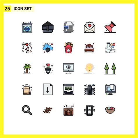 Pictogram Set Of 25 Simple Filled Line Flat Colors Of Marker Mail Cdr File Love Letter Heart