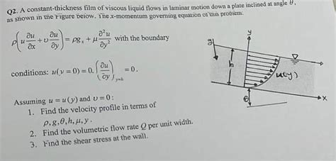 Solved Q2 A Constant Thickness Film Of Viscous Liquid Flows