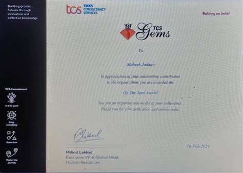 Mahesh Jadhav On Linkedin Work Tataconsultancyservices Tcs Automation Awards