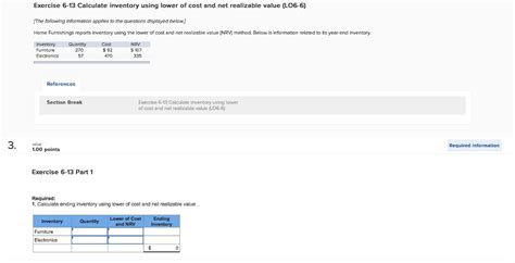 solved exercise 6 13 calculate inventory using lower of cost