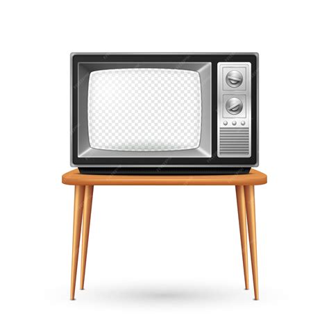Premium Vector Vector 3d Realistic Retro Tv Receiver On A Wooden