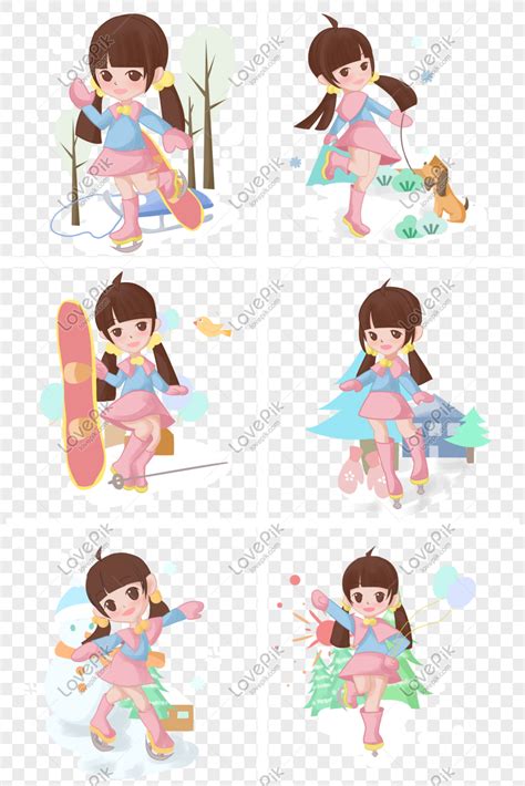 만화 손으로 그려진 된 소녀 겨울 여행 그림 Png 일러스트 무료 다운로드 Lovepik