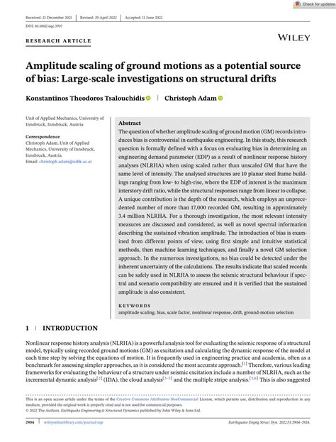 Pdf Amplitude Scaling Of Ground Motions As A Potential Source Of Bias Large Scale