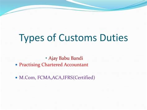 Customs Duty Classification Ppt