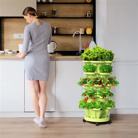 Tectsia Strawberry Stacking Planters Vertical Garden Tower 5 Tiered Stackable