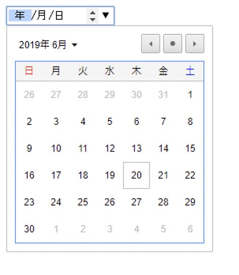 各ブラウザにおけるinput要素date型（ ）の表示