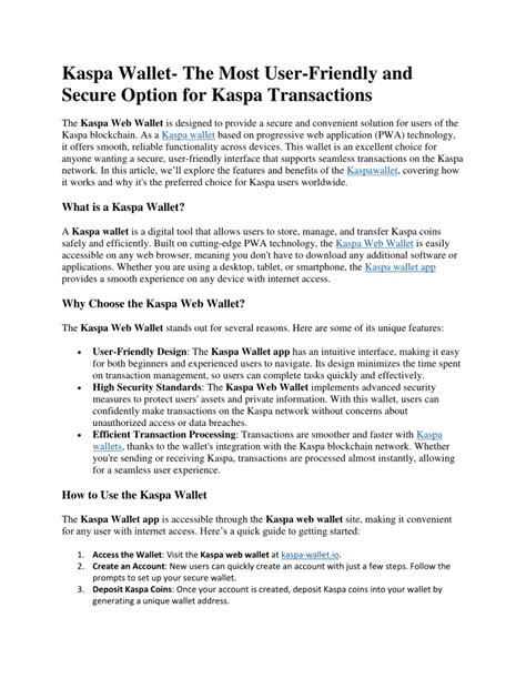 PPT Kaspa Wallet The Most User Friendly And Secure Option For Kaspa