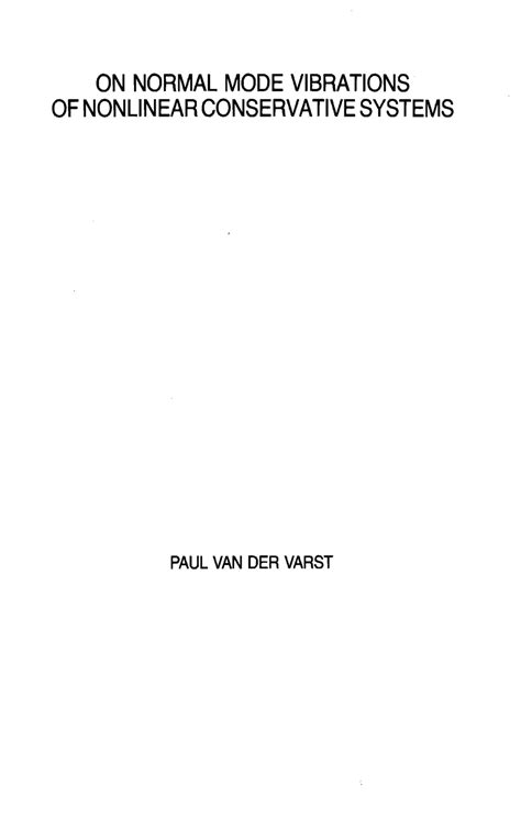 Pdf On Normal Mode Vibrations Of Nonlinear Conservative Systems