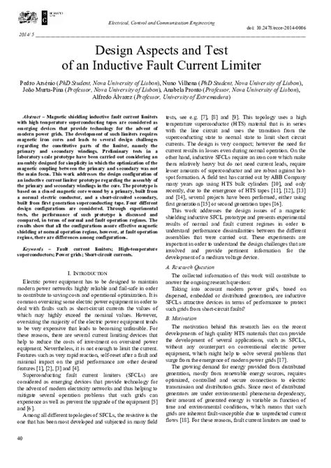 Pdf Design Aspects And Test Of An Inductive Fault Current Limiter
