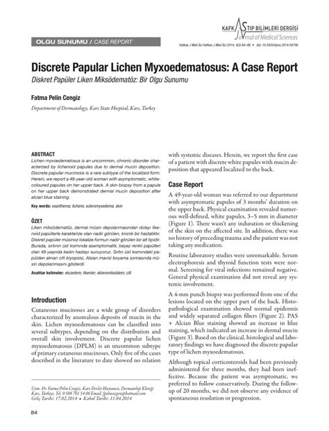 Pdf Discrete Papular Lichen Myxoedematosus A Case Report