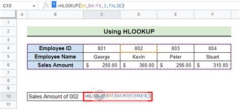 How To Use HLOOKUP Function In Google Sheets Examples