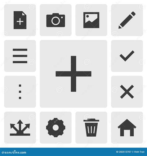 Add Icon Vector Design Simple Set Of Smartphone App Icons Silhouette Solid Black Icon Stock